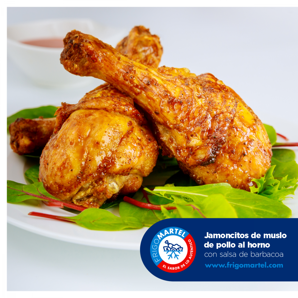 Jamoncitos de muslos de pollo al horno con salsa barbacoa » Frigo Martel