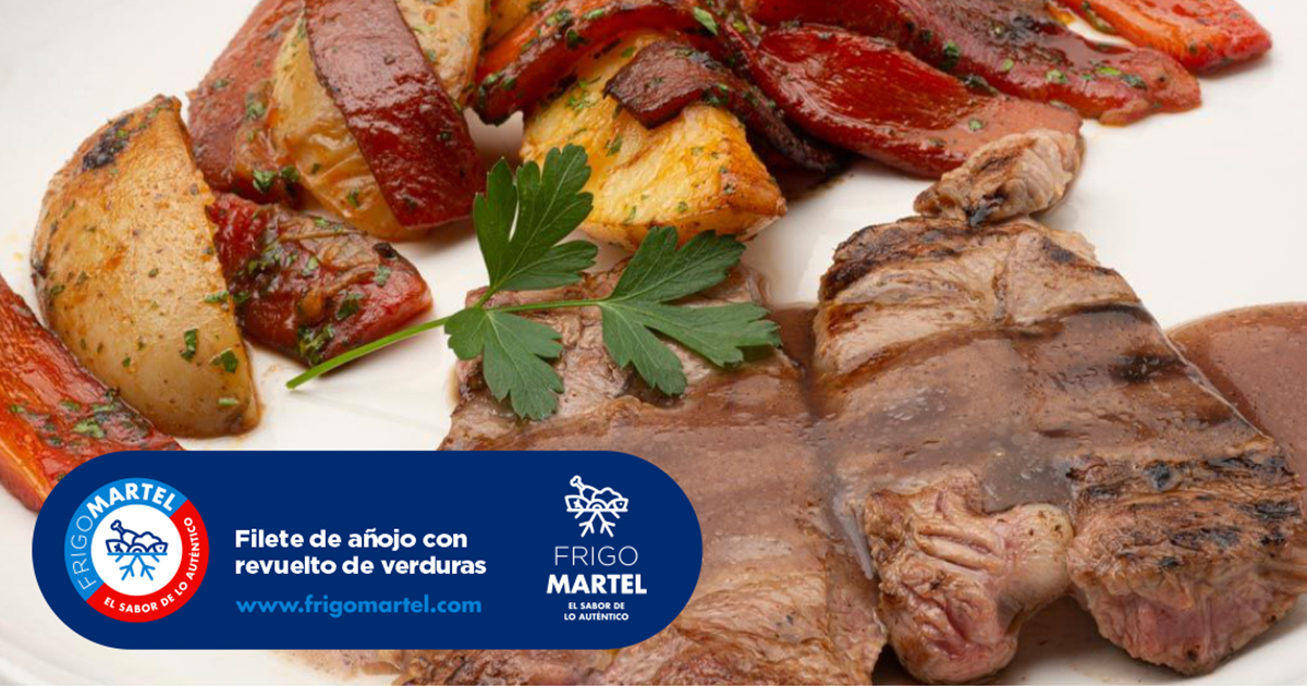 Filetes de añojo con revuelto de verduras » Frigo Martel