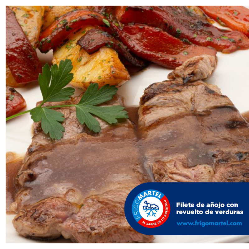 Filetes de añojo con revuelto de verduras » Frigo Martel